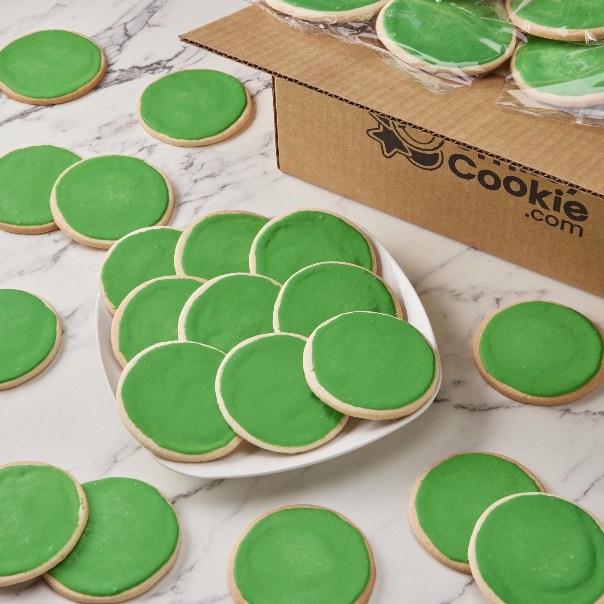 Classic Round Green Iced Cookies — SmileyCookie.com