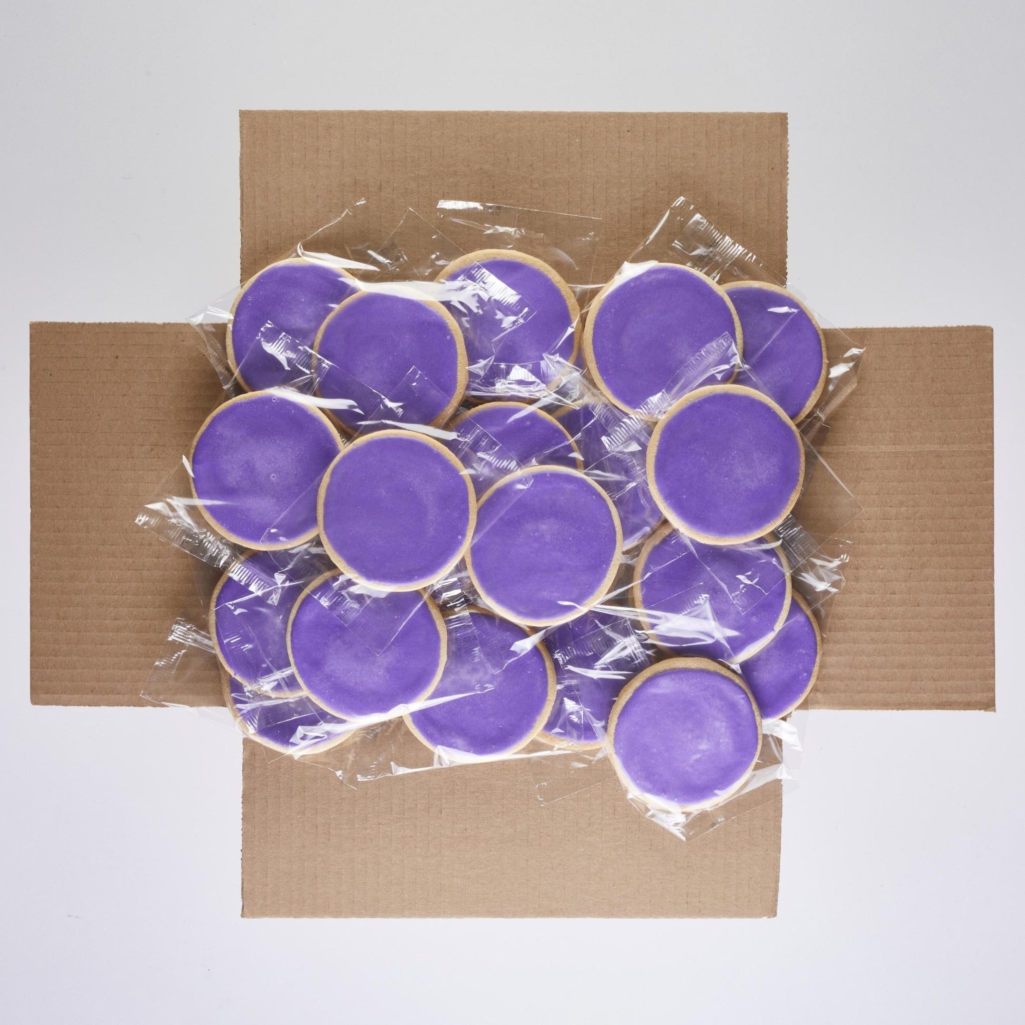 Classic Round Purple Iced Cookies — SmileyCookie.com